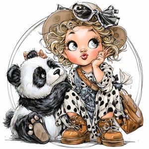 10 PNG Girl With Panda PNG Clipart – Cute Friendship Digital Art for ...