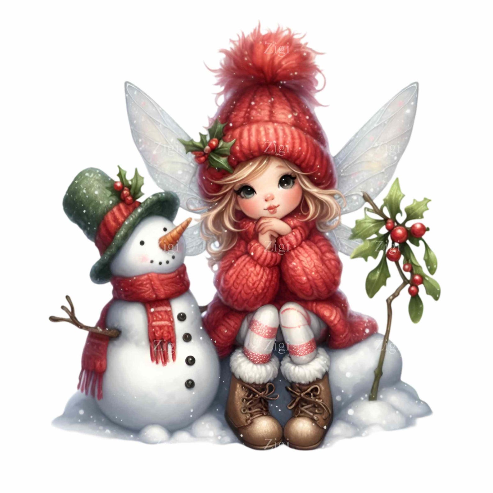 9 Christmas Fairy PNG Clipart - Winter Fairy Girl Hugging Snowman With ...