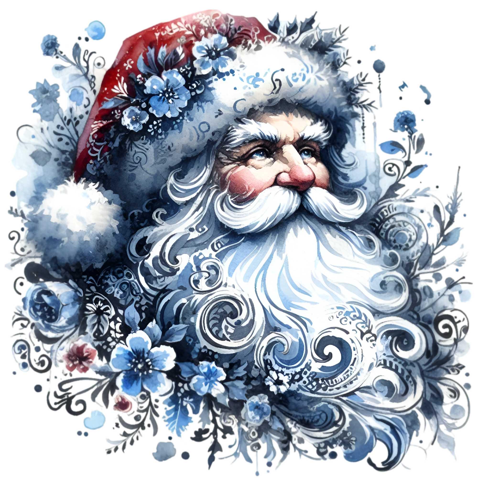 15 Blue Santa Claus Clipart PNG – Vintage Nordic Father Christmas With ...