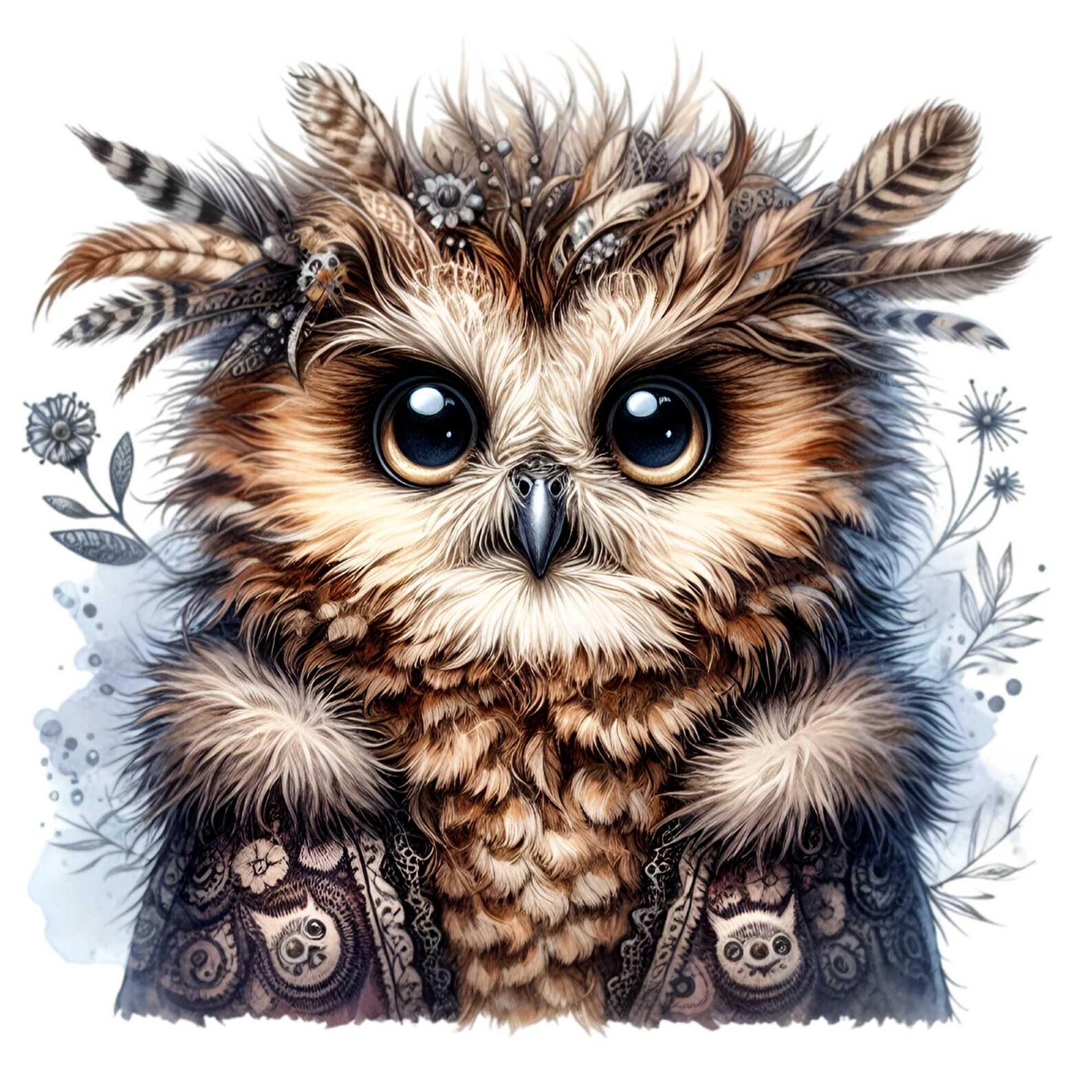10 PNG Coffee Owl Messy Hair Bird Sweater Clipart - Etsy