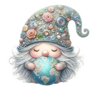 Earth Day Clipart, Gnome Clip Art, 15 PNG Watercolor Globe Planet ...