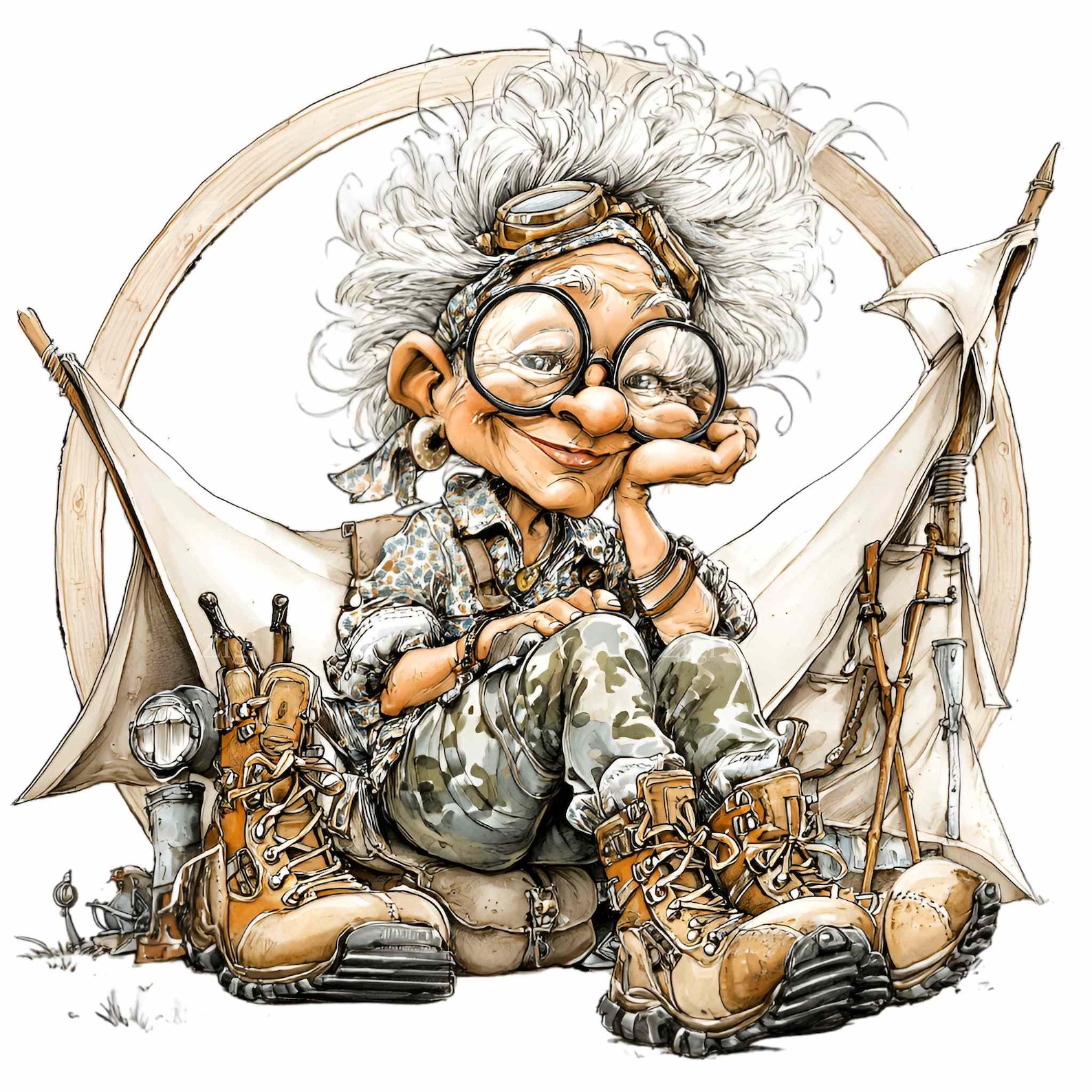 15 PNG Funny Camping Lady Clipart, Hiker Graphic Camper Illustration - Etsy