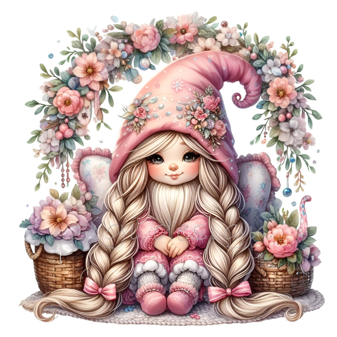 Arch Clipart, Gnome Girl Clip Art, 14 PNG Watercolor Floral Clip Art ...