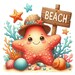 Starfish Clipart, 10 PNG Beach Clip Art, Ocean Watercolor, Junk Journal ...