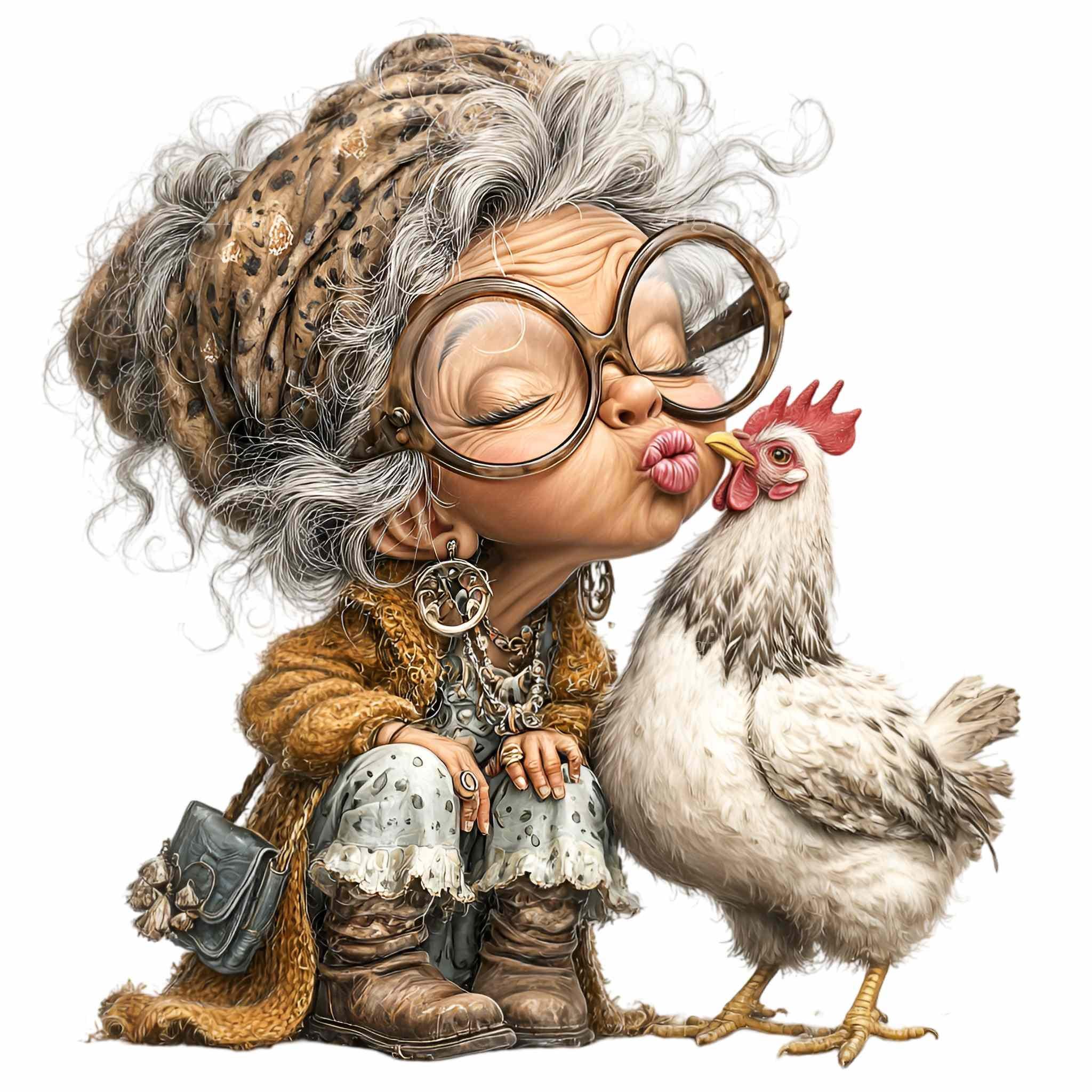 14 PNG Farmhouse Grandma Clipart – Chicken With Lady – Funny Vintage ...