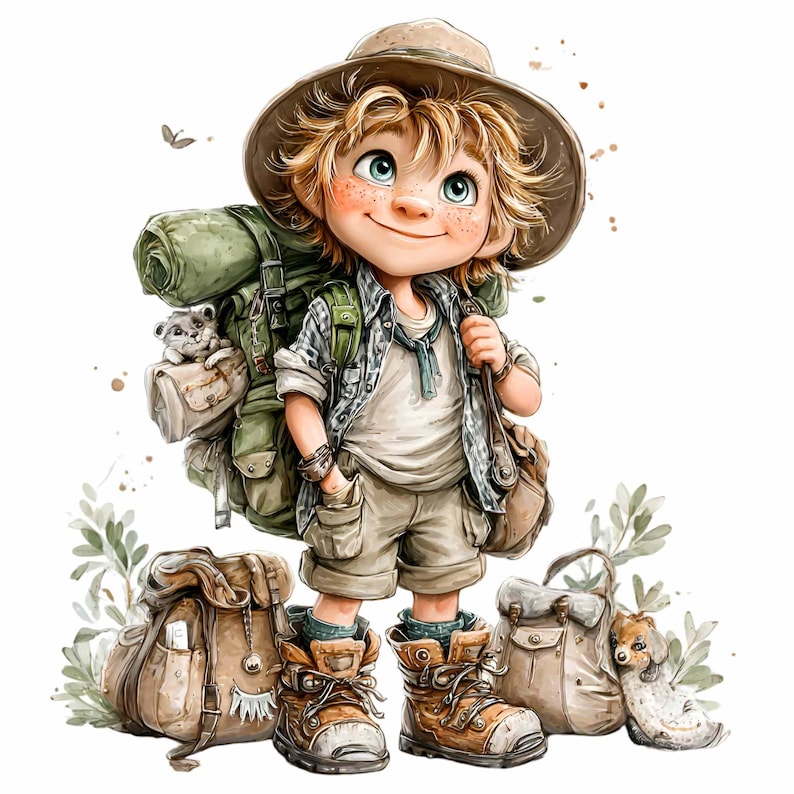 23 PNG Young Hiker Boy Explorer Backpack Camping Adventure - Etsy