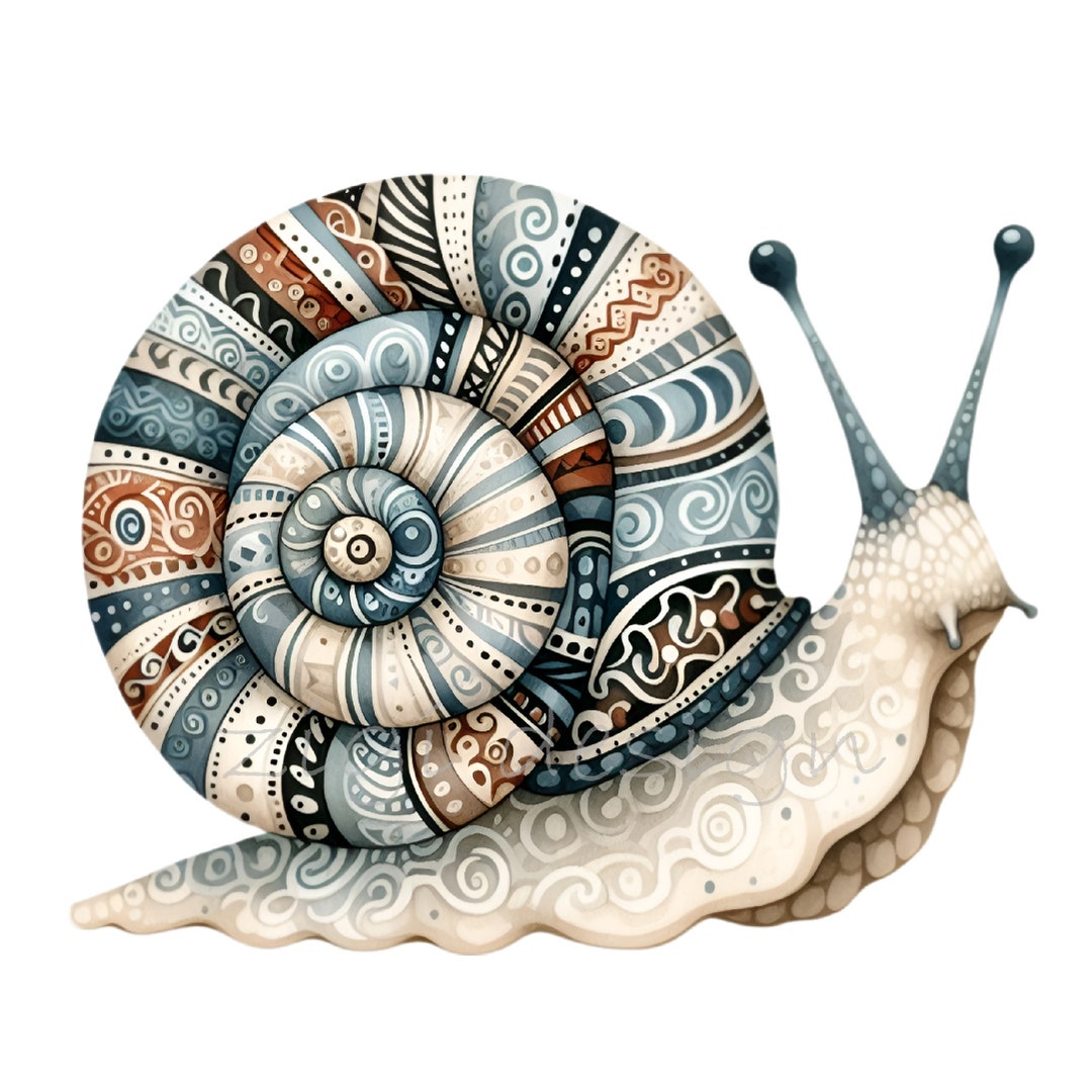 Snail Mandala Clipart, 14 PNG Folk Art Snail Clip Art, Scandinavian ...