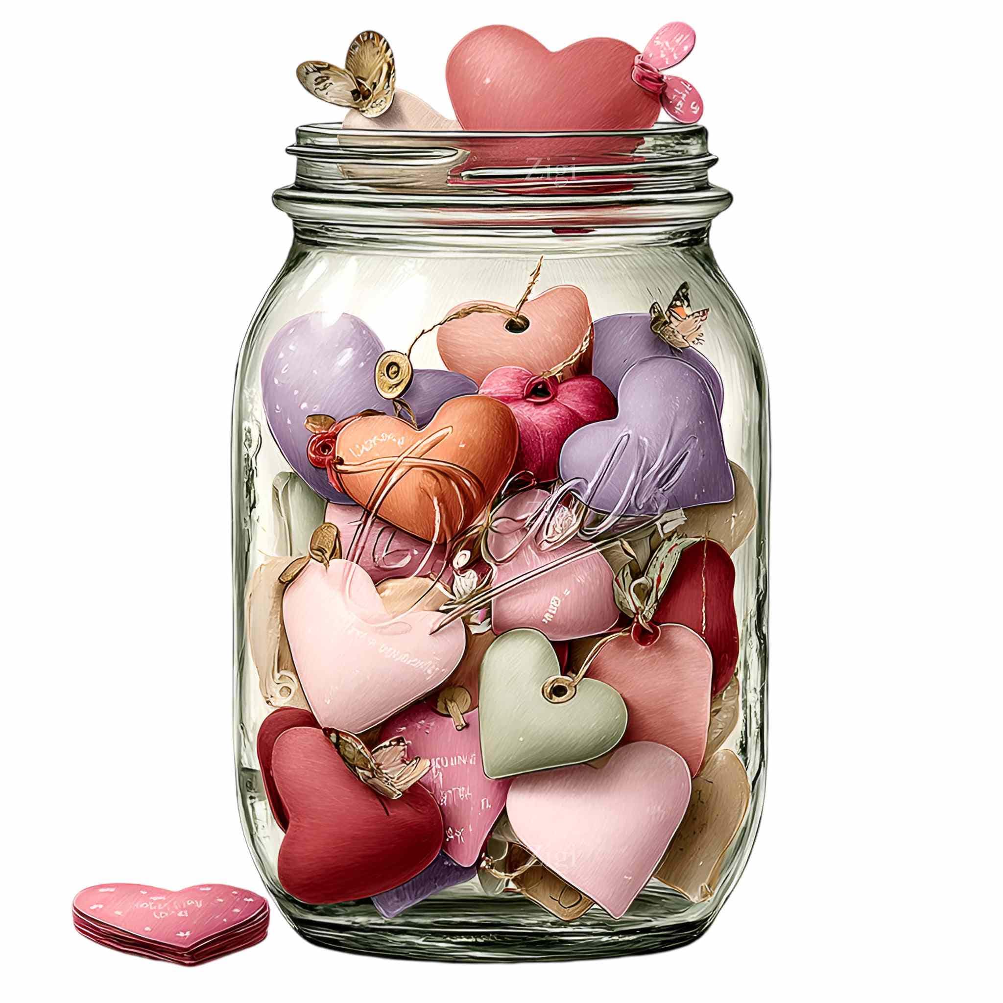 16 PNG Love Heart Jar Clipart – Pastel Candy Hearts Illustration ...