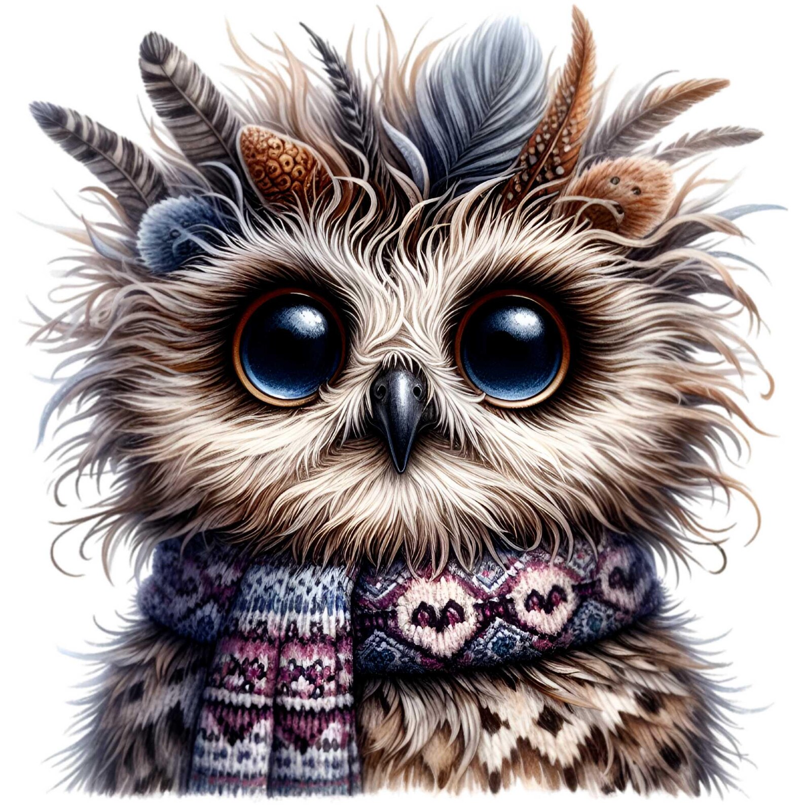 10 PNG Coffee Owl Messy Hair Bird Sweater Clipart - Etsy