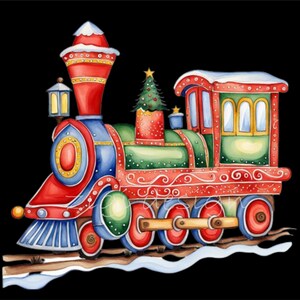 Christmas Train Clipart, 20 Cute Holiday Locomotive PNG, Festive Gift ...
