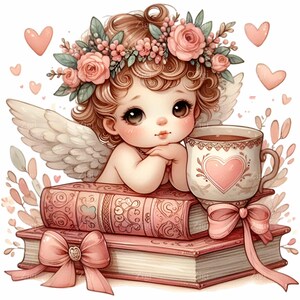 15 Cupid With Rose Crown PNG Clipart, Valentine's Angel Baby ...