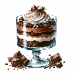 Decadent Chocolate Layered Dessert Clipart, 12 Whipped Cream and ...