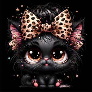 12 PNG Cute Kitten Clipart - Fluffy Cat PNG With Leopard and Teal Bow ...