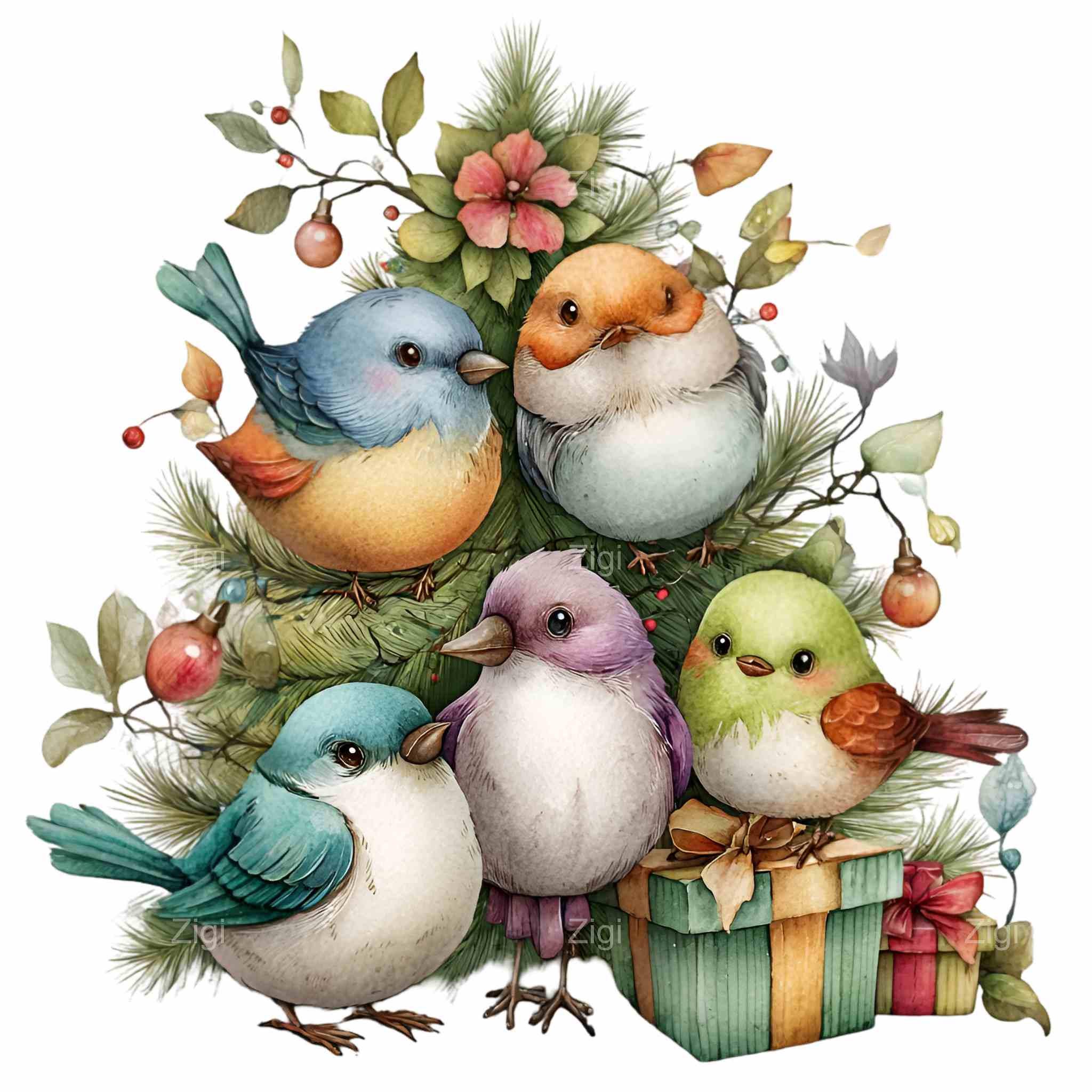 15 PNG Christmas Birds Clipart - Festive Bird PNG With Gifts and ...