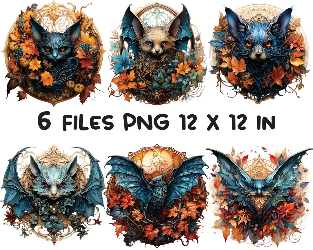 Watercolor Bat PNG Clipart Bundle Cute Halloween Sublimation - Etsy
