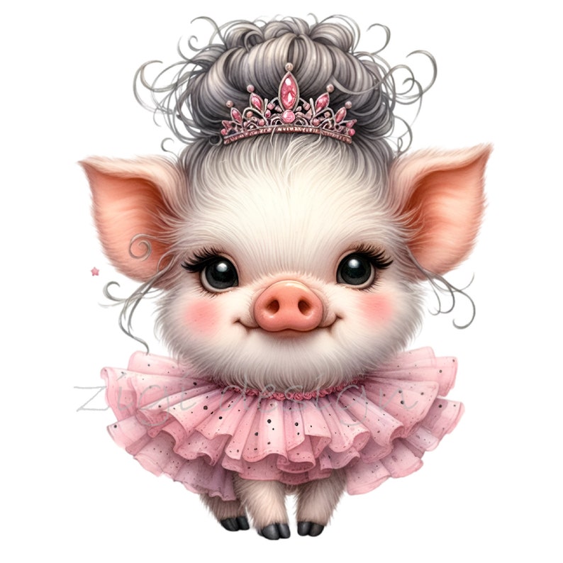 12 PNG Princess Piglet Clipart – Baby Pig in Tutu PNG – Cute Ballerina ...