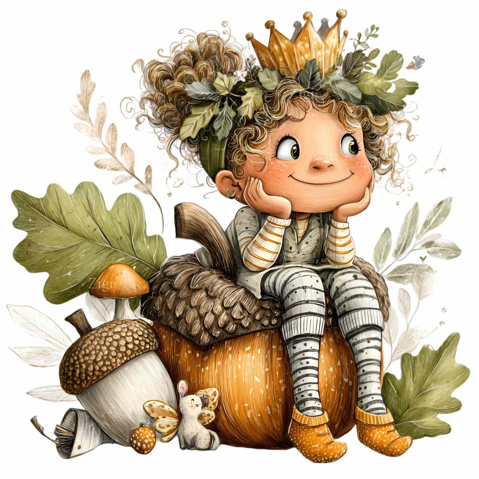 14 PNG Autumn Fairy Clipart – Cute Fall Girl PNG – Woodland Princess ...