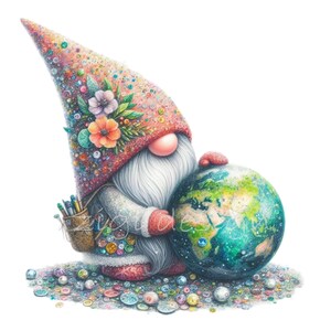 Earth Day Clipart, Gnome Clip Art, 15 PNG Watercolor Globe Planet ...
