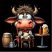Cow Drinking Beer Comics Animal 15 PNG Funny Beer Lovers Illustration ...
