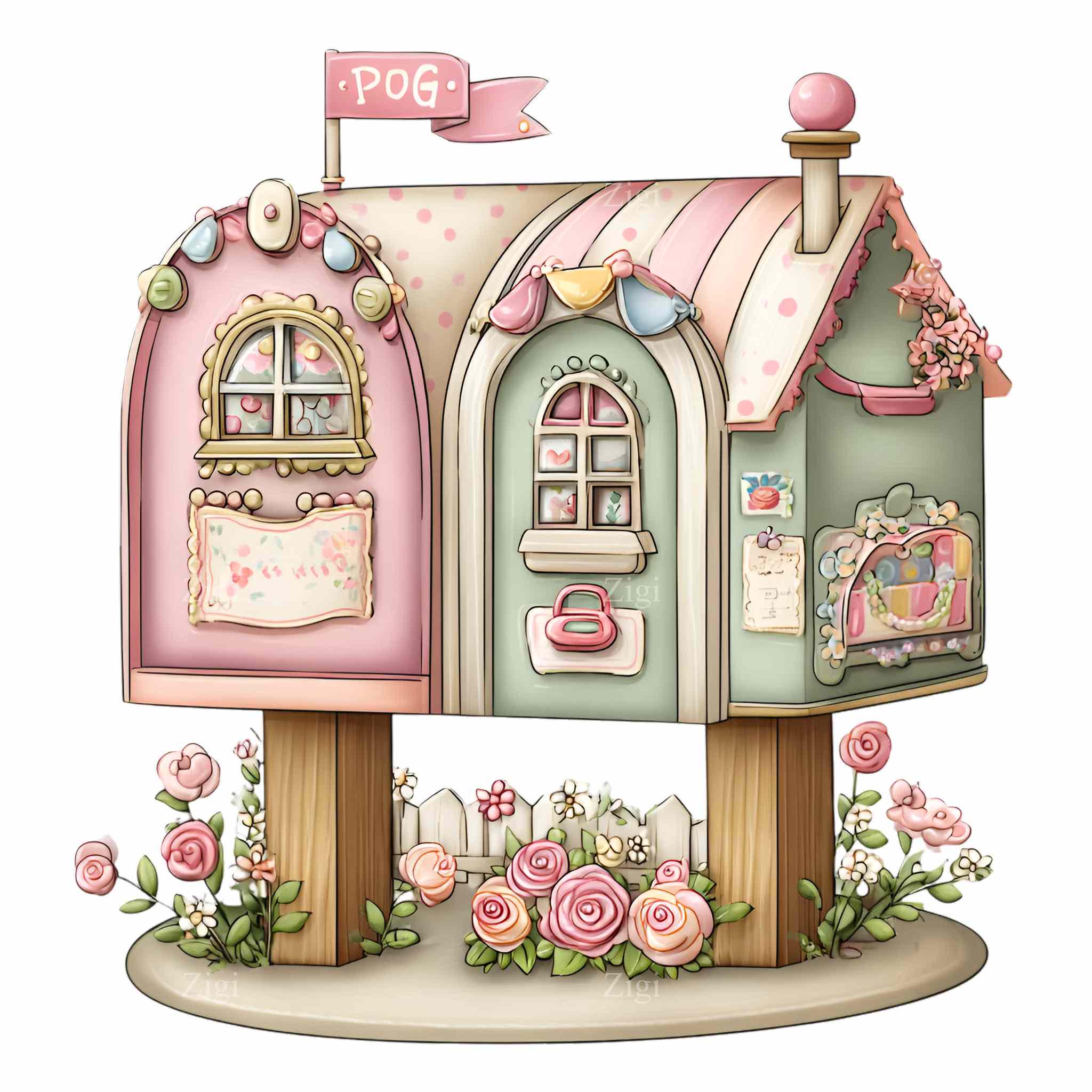 15 PNG Cute Mail Clipart – Pastel Mailbox PNG – Floral Envelope for ...