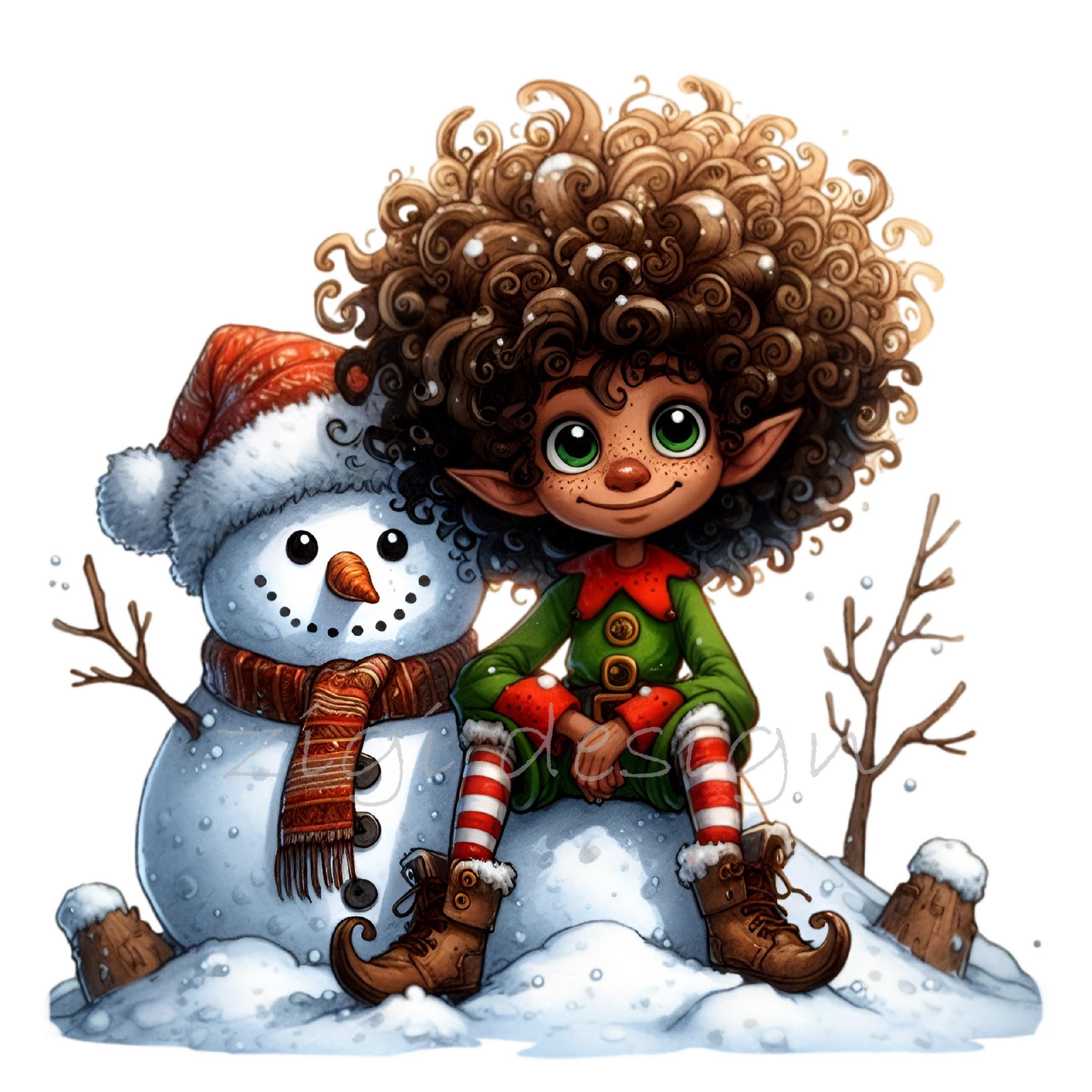 12 PNG Christmas Elf Clipart – Holiday Snowman Art for Crafters ...