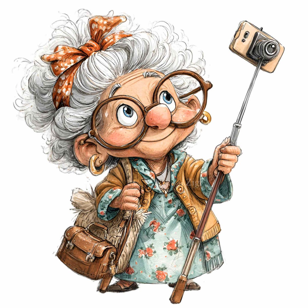11 PNG Selfie Grandma Clipart – Cute Senior PNG – Perfect for Funny ...