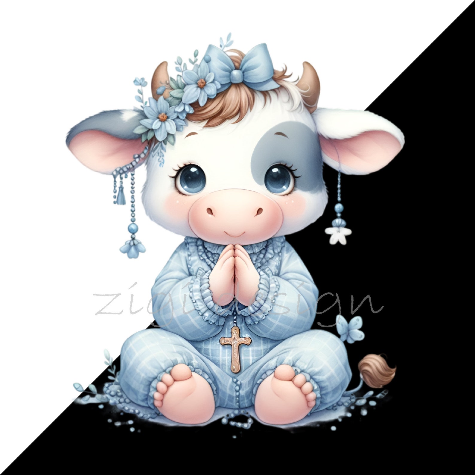 Praying Clipart, Christian Clipart, Cow Clip Art, 15 PNG Blue ...