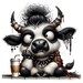 12 PNG Gothic Cow Clipart – Punk Cow PNG – Funny Edgy Animal Art for ...