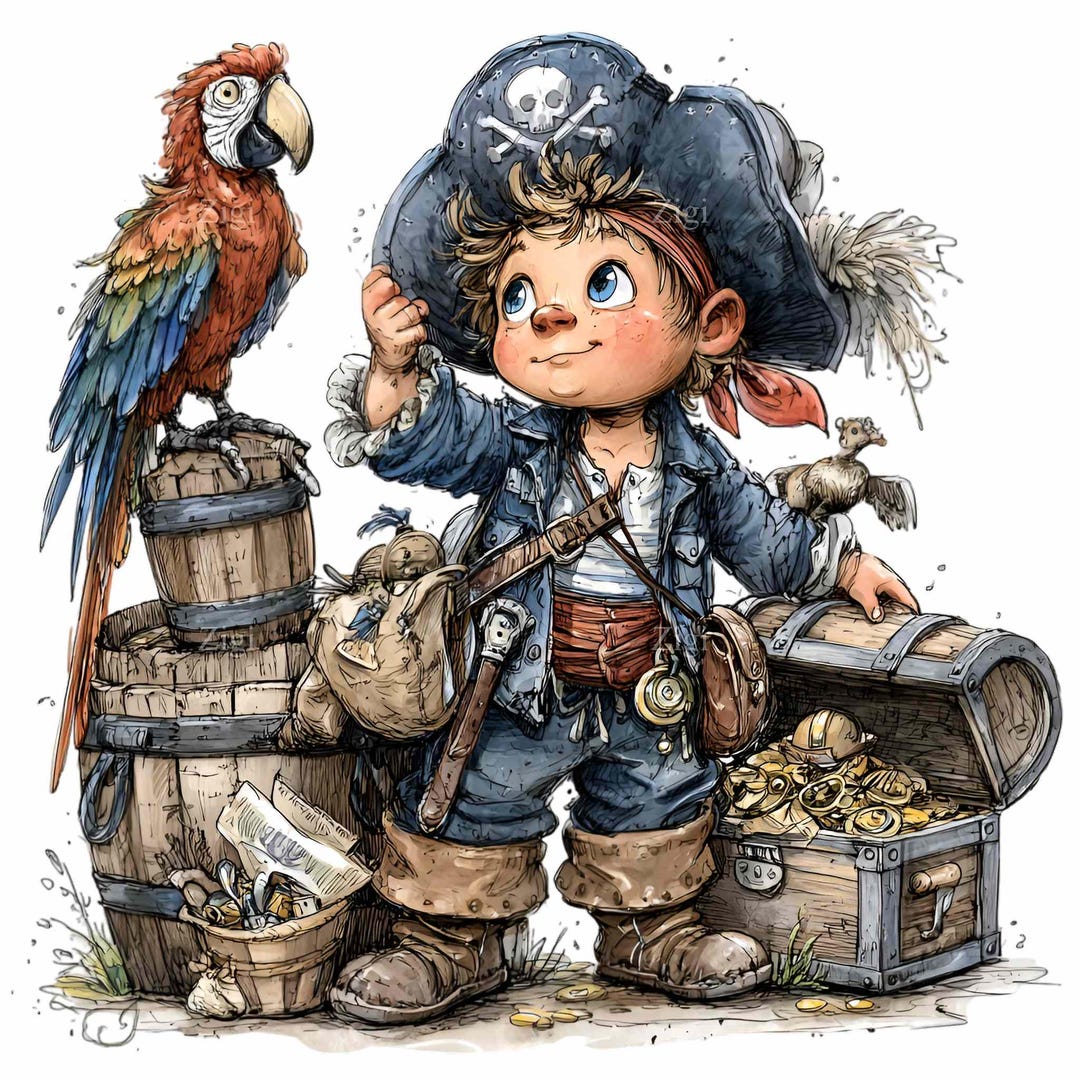 15 PNG Treasure Hunt Clipart – Pirate Boy PNG – Kids Party Pirate Art ...