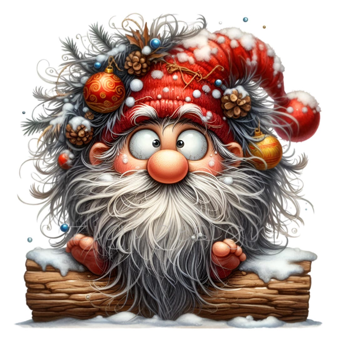 15 Funny Christmas Gnome PNG Clipart – Red Hat Holiday Elf With ...