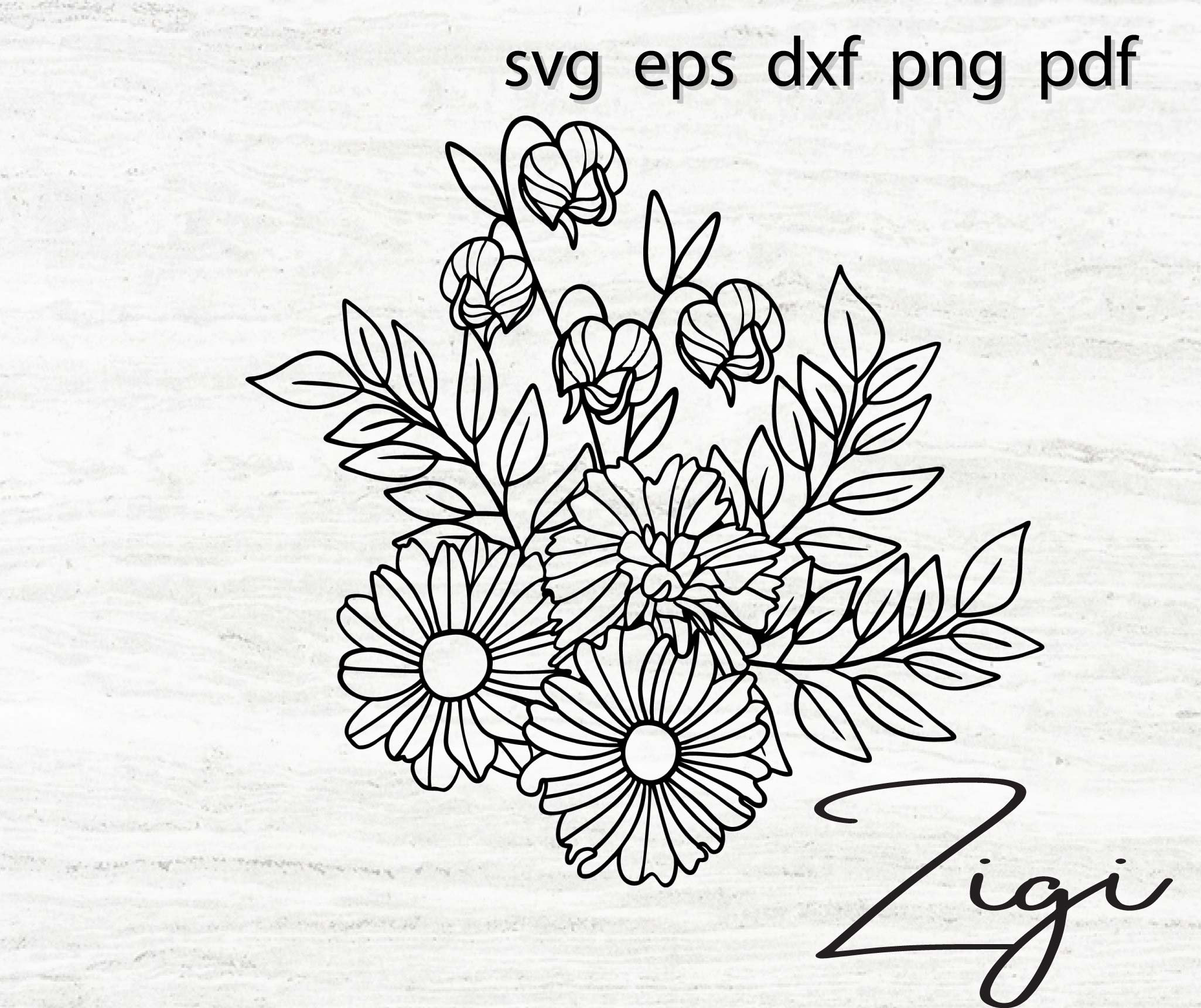 Sweet Pea Flower Svg Sweet Pea Svg Birth Month Flower Birth Etsy