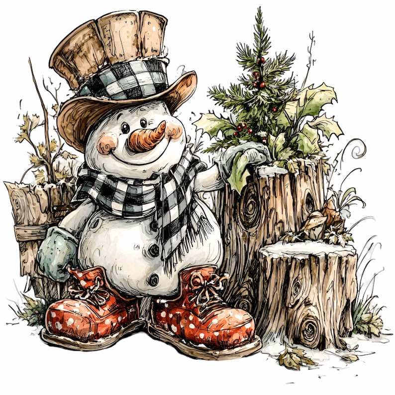 15 PNG Cute Snowman Clipart – Christmas Boots PNG – Ideal for Winter ...