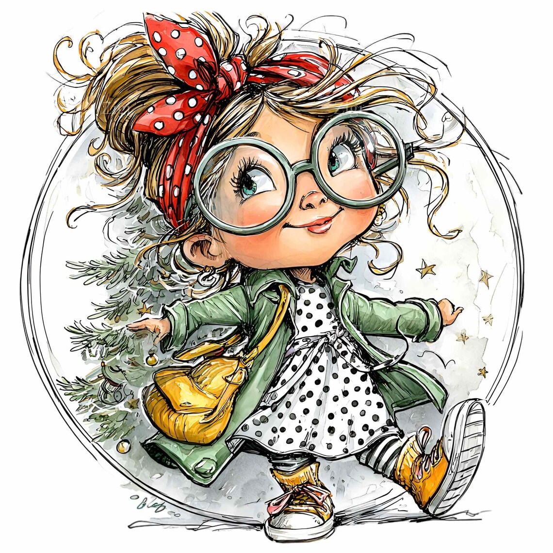 15 PNG Holiday Girl – Christmas Shopping PNG Clipart – Cute Fashionable ...