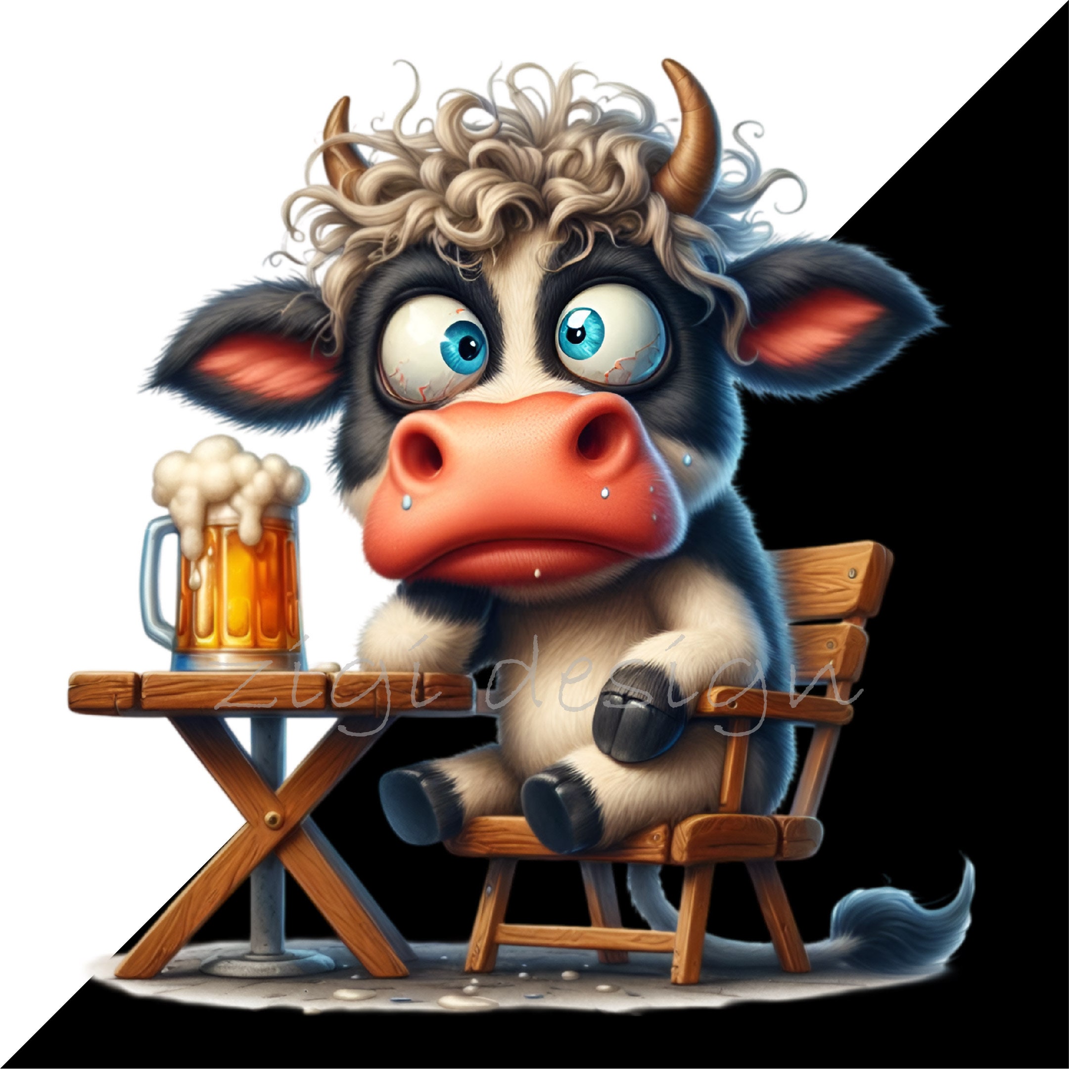 15 PNG Funny Highland Cow, Drunk Beer Sublimation, Moody Heifer Clipart ...