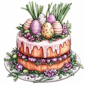 12 Easter Cake PNG With Decorated Eggs Clipart, Spring Cake ...