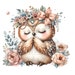 Cute Owl Clipart, 12 Pastel Floral Owl With Bow PNG, Whimsical Nursery ...