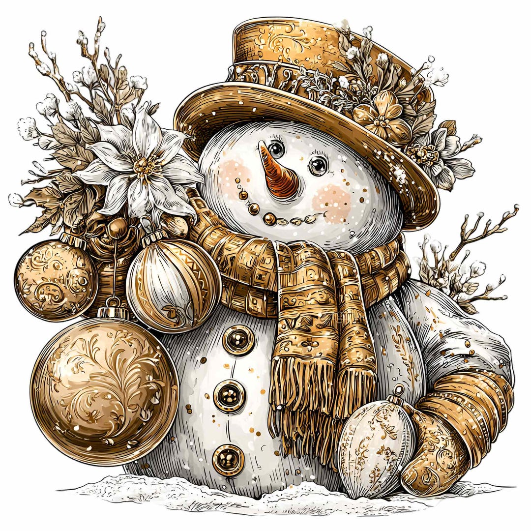 14 PNG Golden Snowman PNG Clipart – Elegant Snowman With Gold Hat and ...