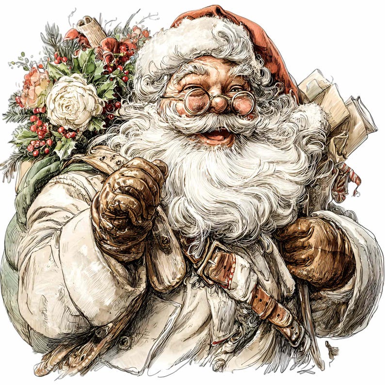 10 PNG Vintage Santa Clipart – Retro Christmas PNG – Perfect for ...