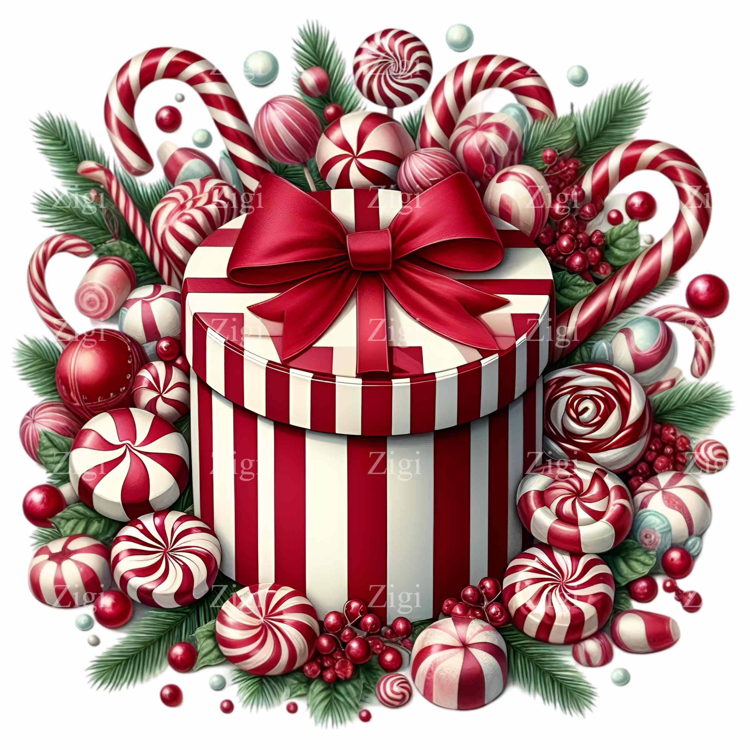 Festive Candy Cane Clipart | 12 Red and White Christmas Candy ...