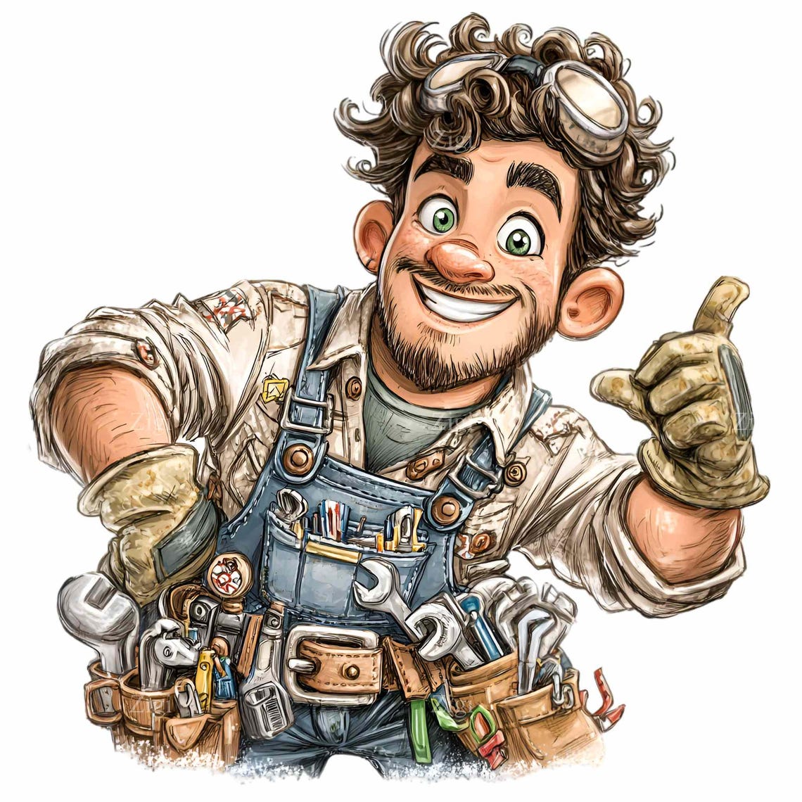 16 PNG Handyman Clipart – Cartoon Mechanic Illustration, Funny Worker ...