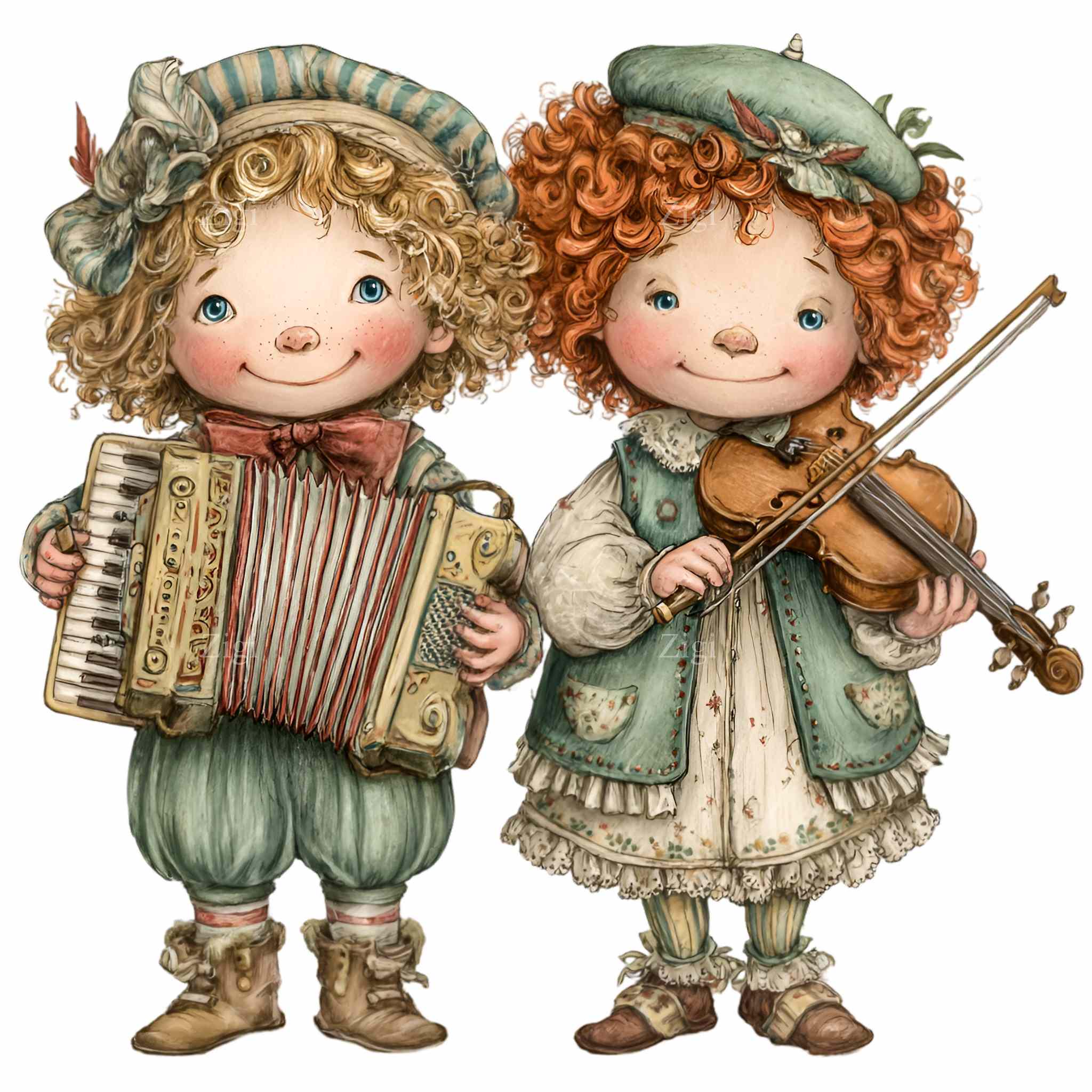 15 PNG Folk Music Kids Clipart – Boy & Girl Musicians PNG – Nursery ...