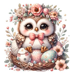 12 Easter Owl Clipart PNG, Cute Owl With Eggs, Spring Owl, Transparent ...