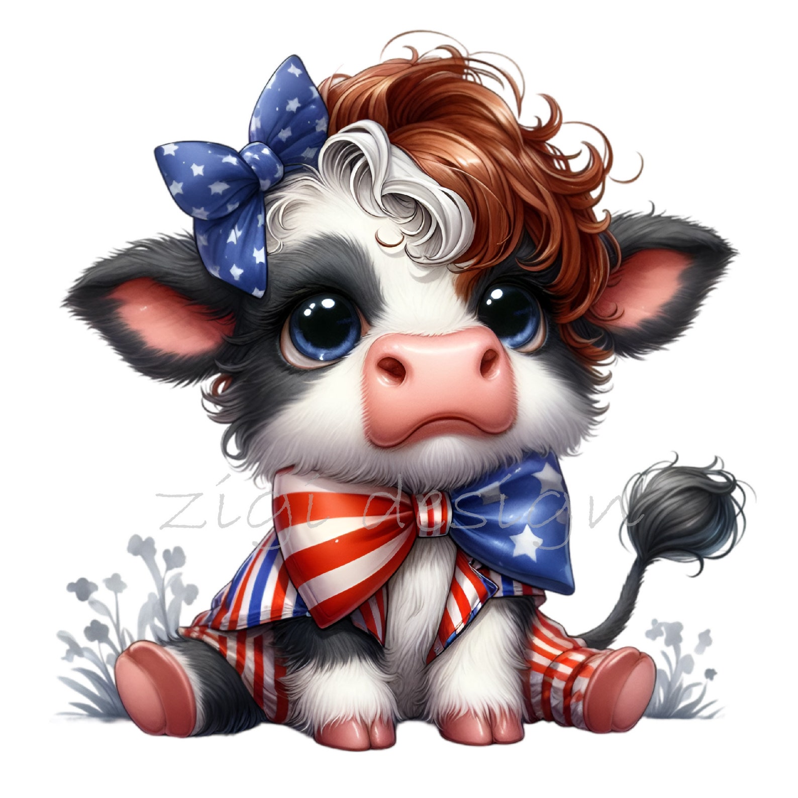 Cow Clip Art, Patriotic Cow Clipart, 4th of July Clipart, 15 PNG USA ...