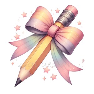 Rainbow Pastel Pencil Clipart With Star Accents 14 Digital PNG for ...