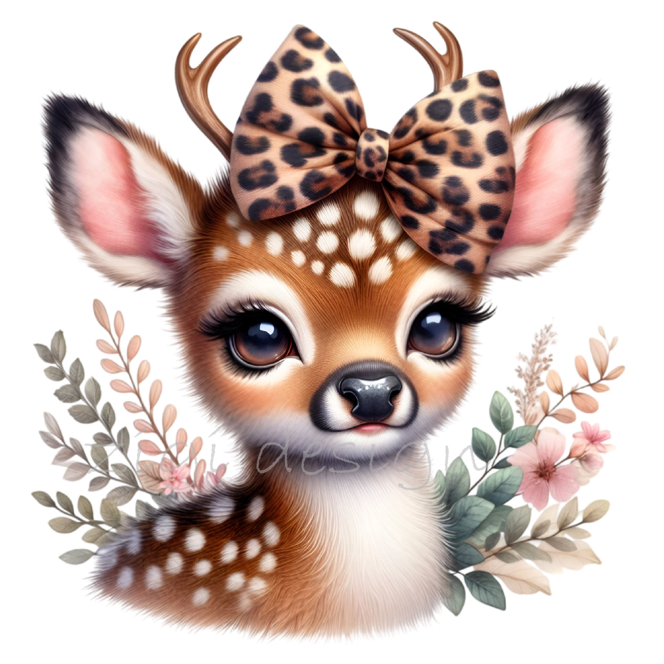 15 PNG Baby Deer Clipart, Fawn With Leopard Bow - Etsy