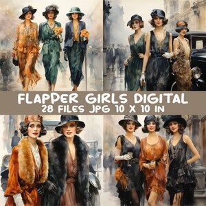 Flapper Girl Digital Paper JPG Junk Journal 1920's Printable DIY Party ...