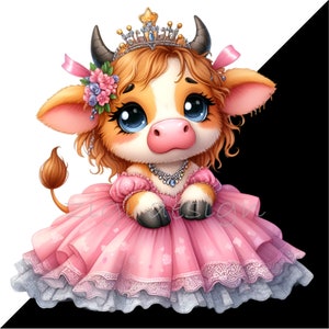 Ballerina Cow PNG Clipart, 14 Cute Cow With Tutu and Tiara, Adorable ...