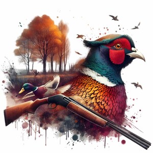 Pheasant Hunting Scene PNG Clipart, 10 Autumn Wildlife Illustration ...