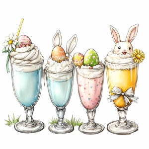 14 PNG Watercolor Easter Milkshake PNG Clipart, Cute Spring Dessert ...