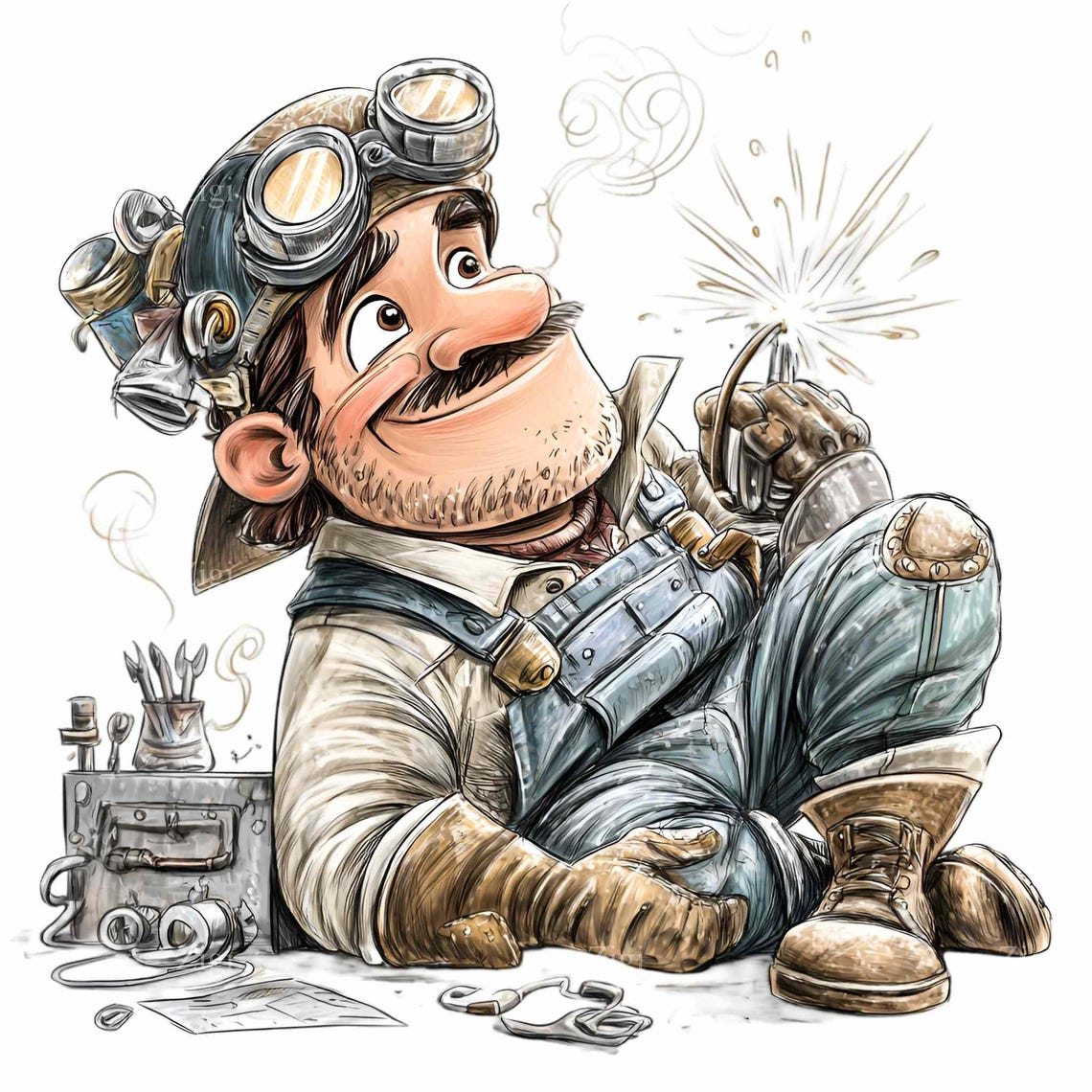 15 PNG Mechanic Clipart – Cartoon Handyman Worker Illustration for T ...